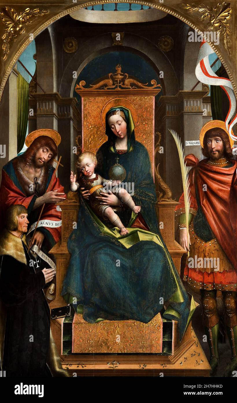 Madonna and Child with St. John the Baptist, St. Nazzario and prayerful ...