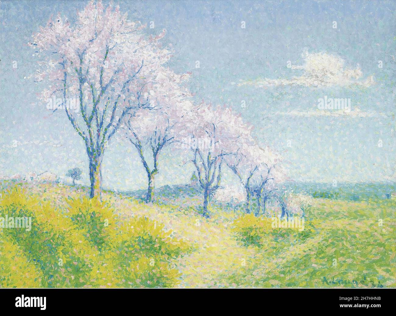 Achille Lauge - Almond Trees in Blossom near Cailhau - Aude - 1934 Stock Photo - Alamy