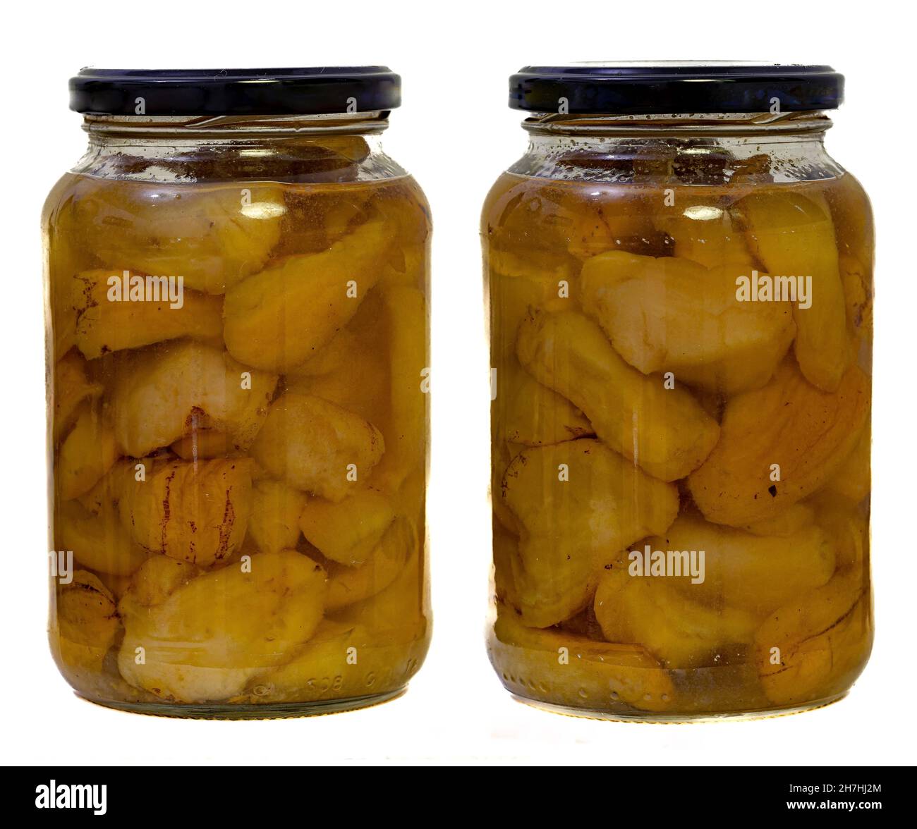 Sweet Chestnut pickled food in a glass container Stock Photo - Alamy