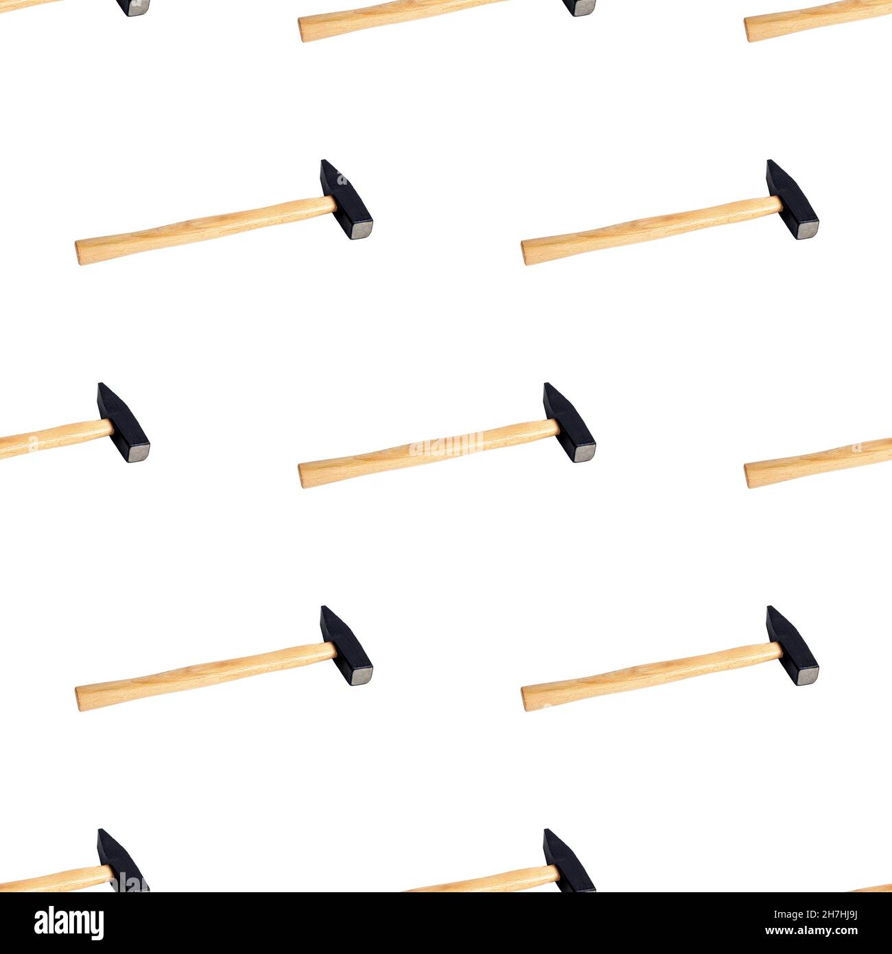 Metal hammer tool equipment repeat seamless pattern isolated on white ...