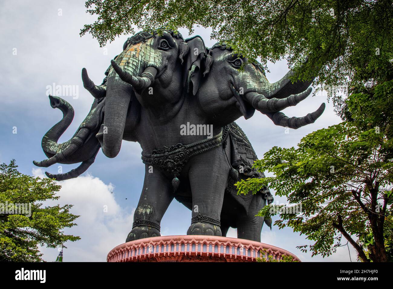 The three-headed elephant in Bangkok Thailand Asia Stock Photo - Alamy
