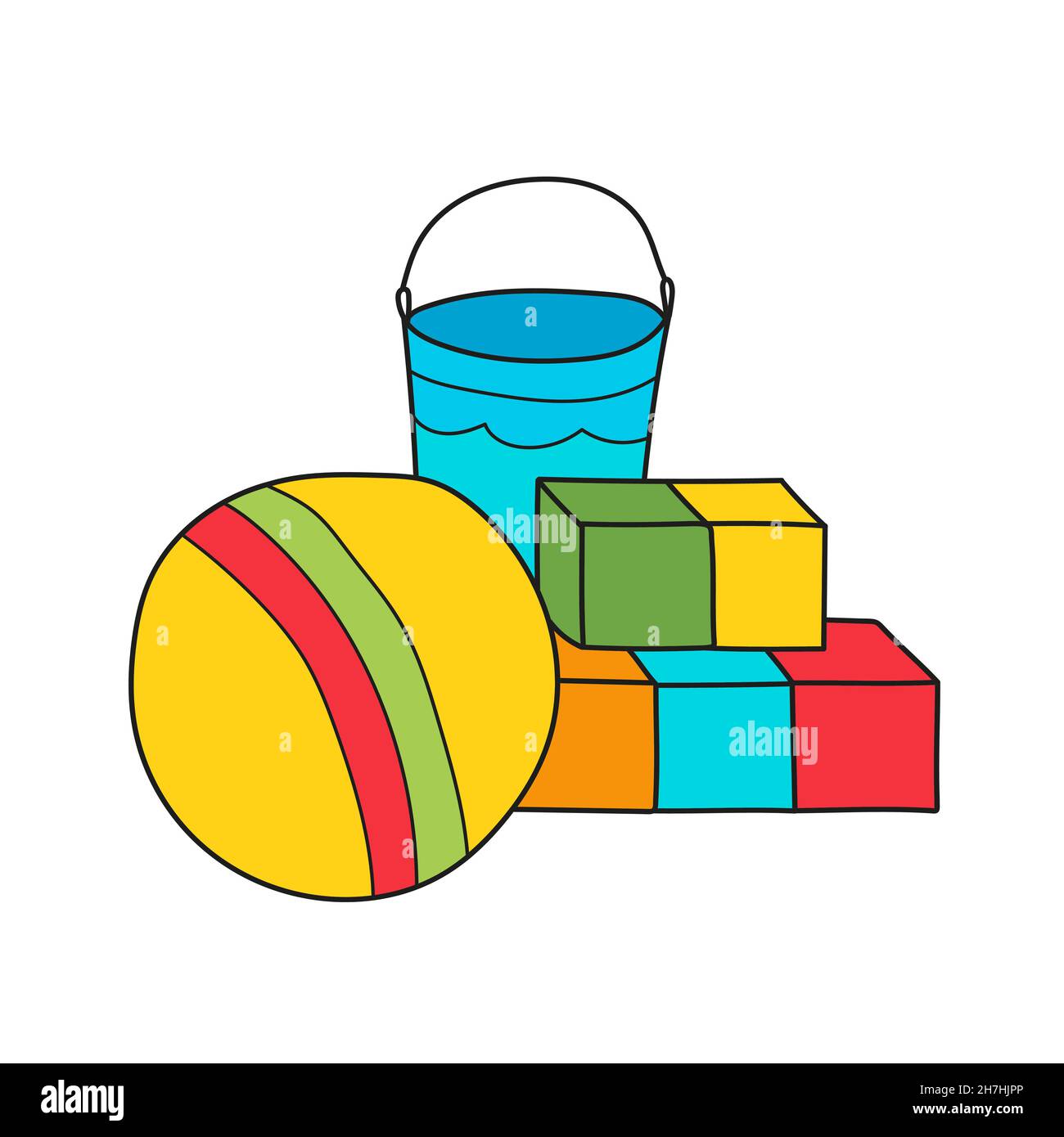 Simple cartoon icon. Kids toys on white. Vector on white Stock Vector ...
