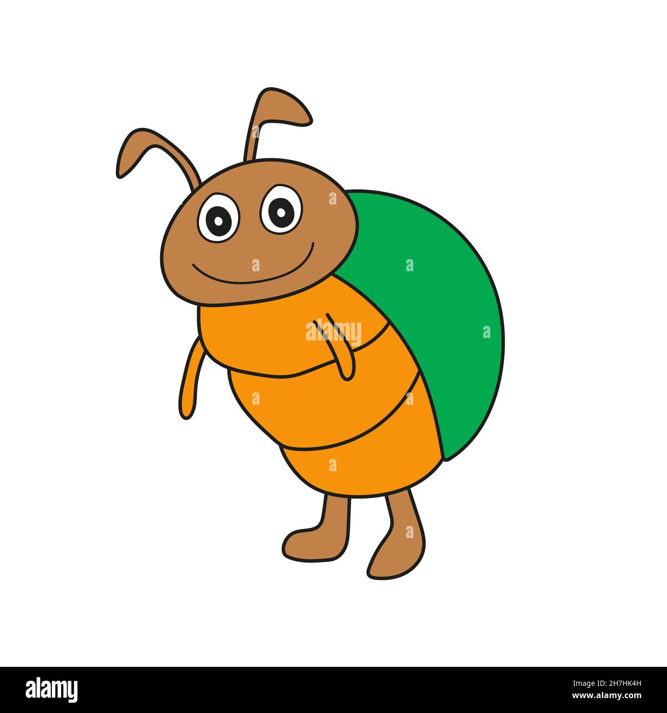 Simple cartoon icon. Cartoon bug isolated on white background. Cartoon ...