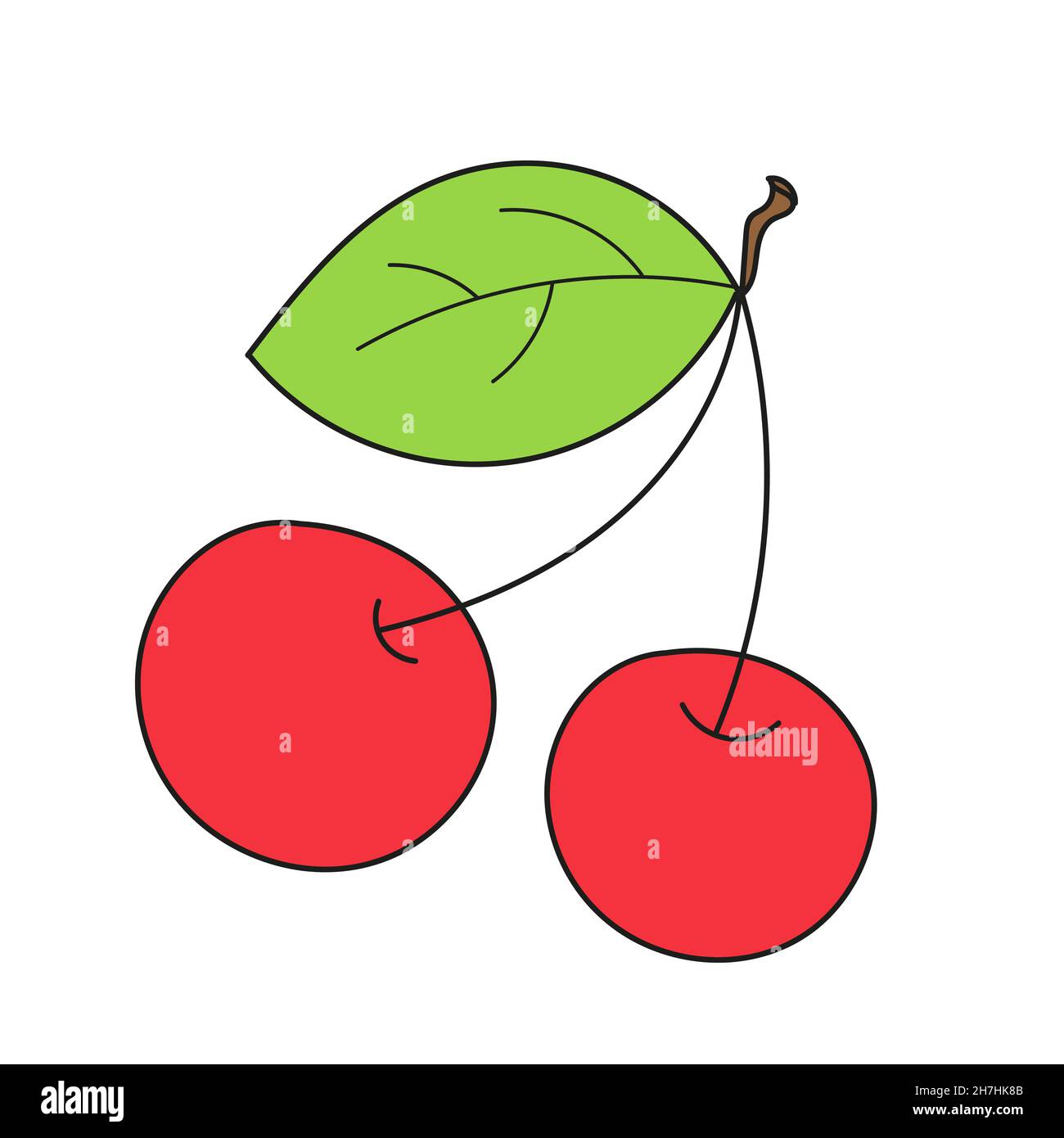 Simple cartoon icon. Cartoon cherry isolated on white background ...