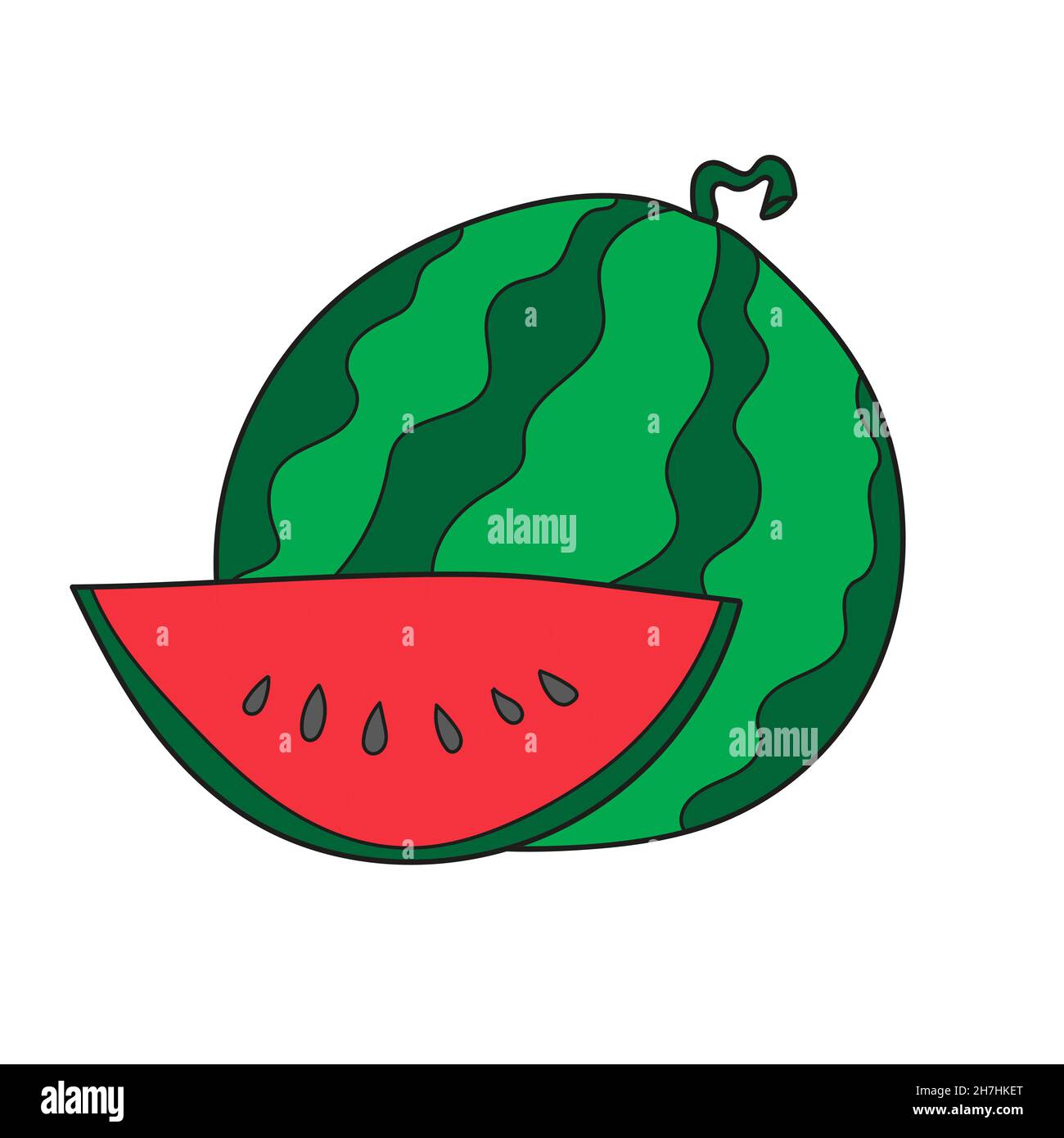 Simple cartoon icon. Watermelon vector icon on white background ...