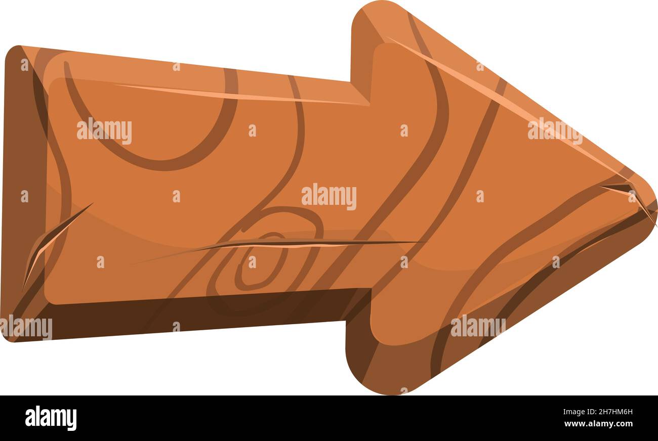 Game pointer. Wooden brown arrow for gui, vector illustration isolated ...