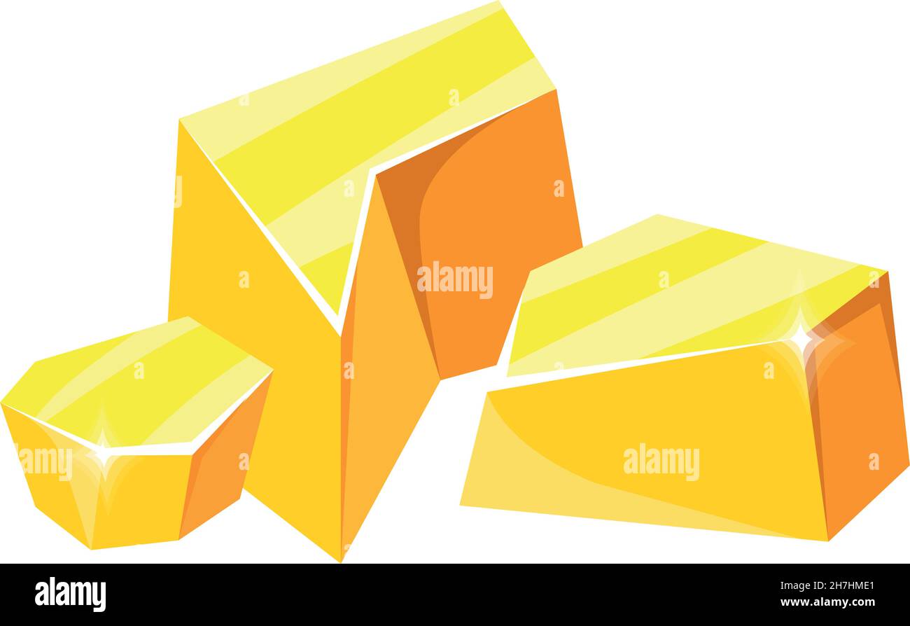 Gold natural gem. Golden symbols, materials of mine nuggets, cartoon ...