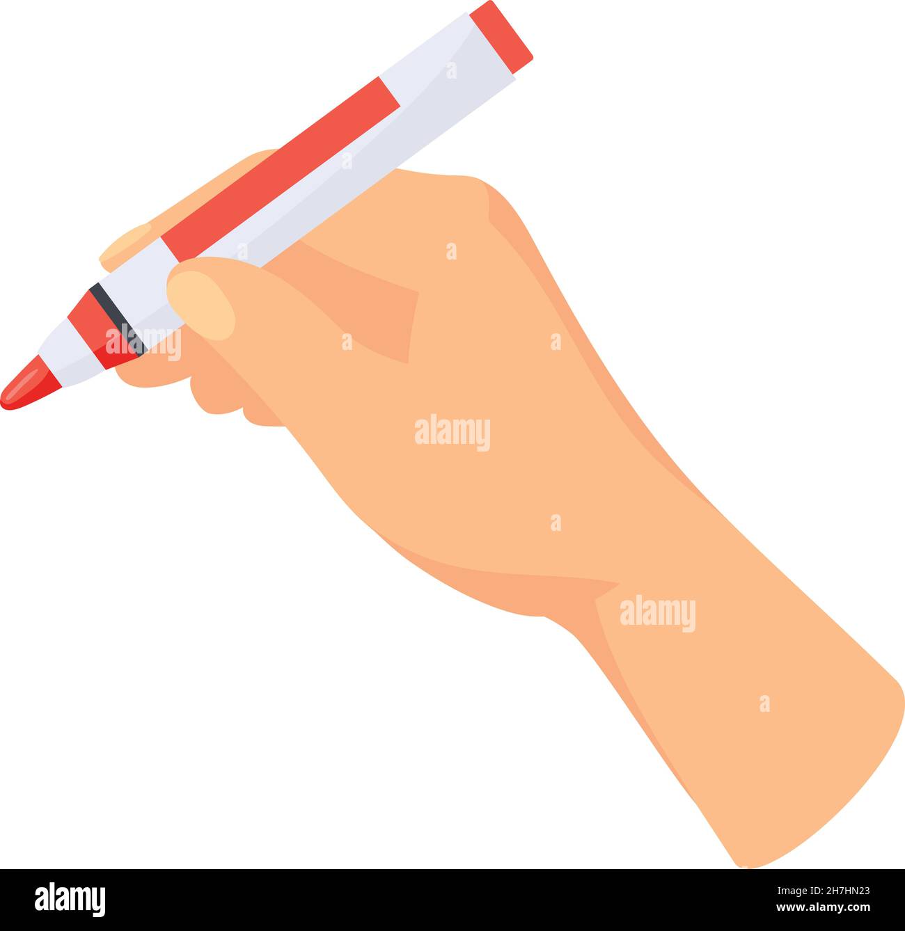 Hand writes with red highlighter. Marker in arm for text or autograph ...