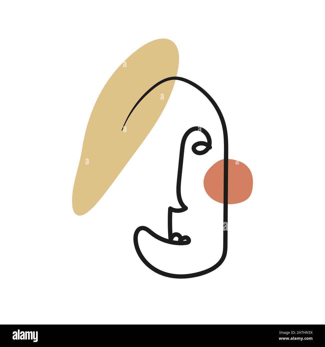 Vector illustration of a face in line art style on a background of ...