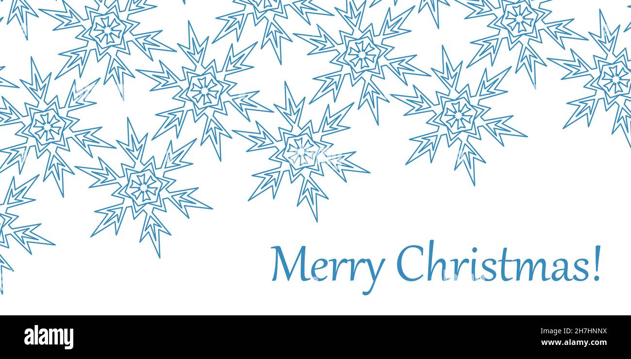 Christmas greeting leaflet header card decorated with snowflakes. Merry ...