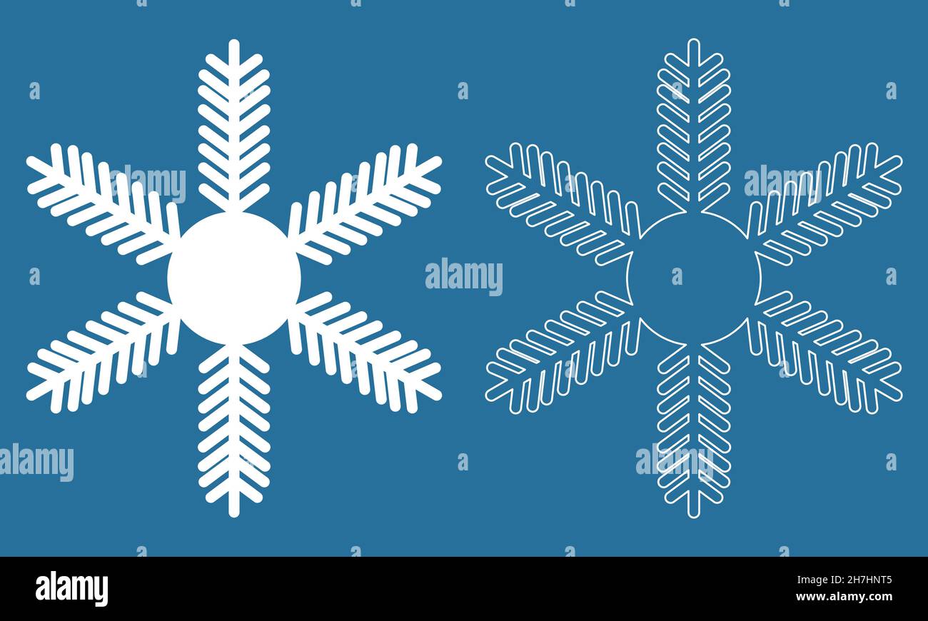 Snowflake symbol of Christmas and winter, white ice crystal snowflake ...