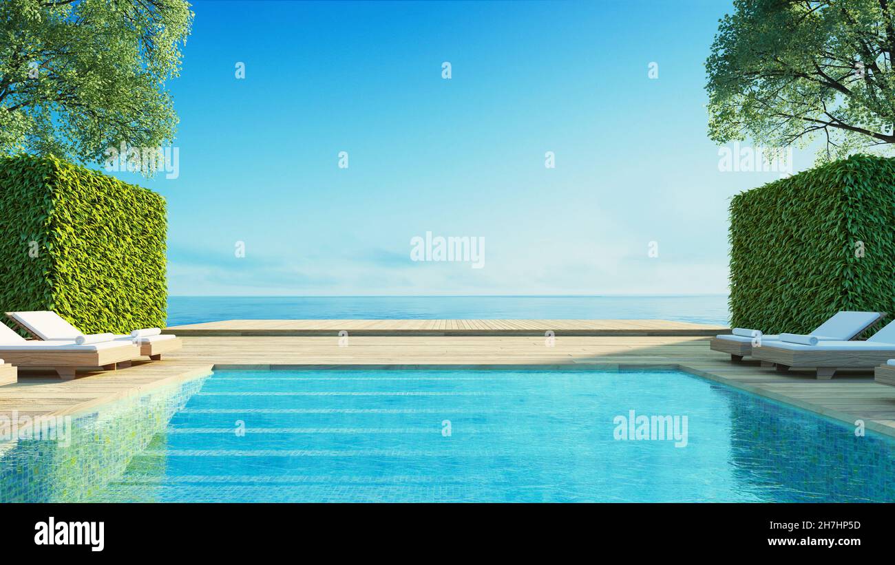 Luxury Beach Sea View Pool Villa - 3D rendering Stock Photo - Alamy