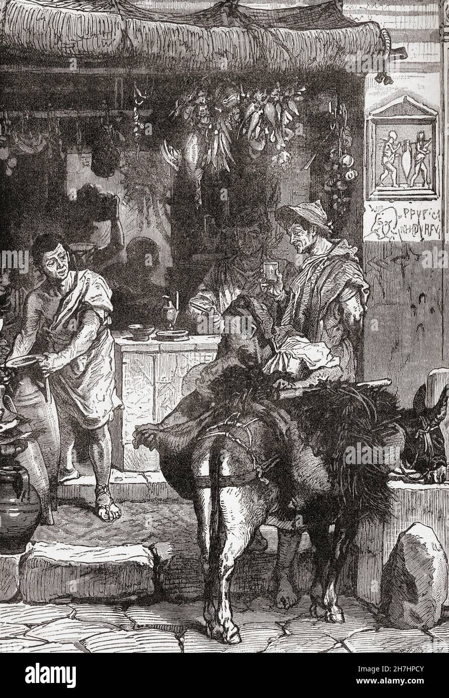 Street scene in ancient Pompeii, Italy before the eruption of Mount ...