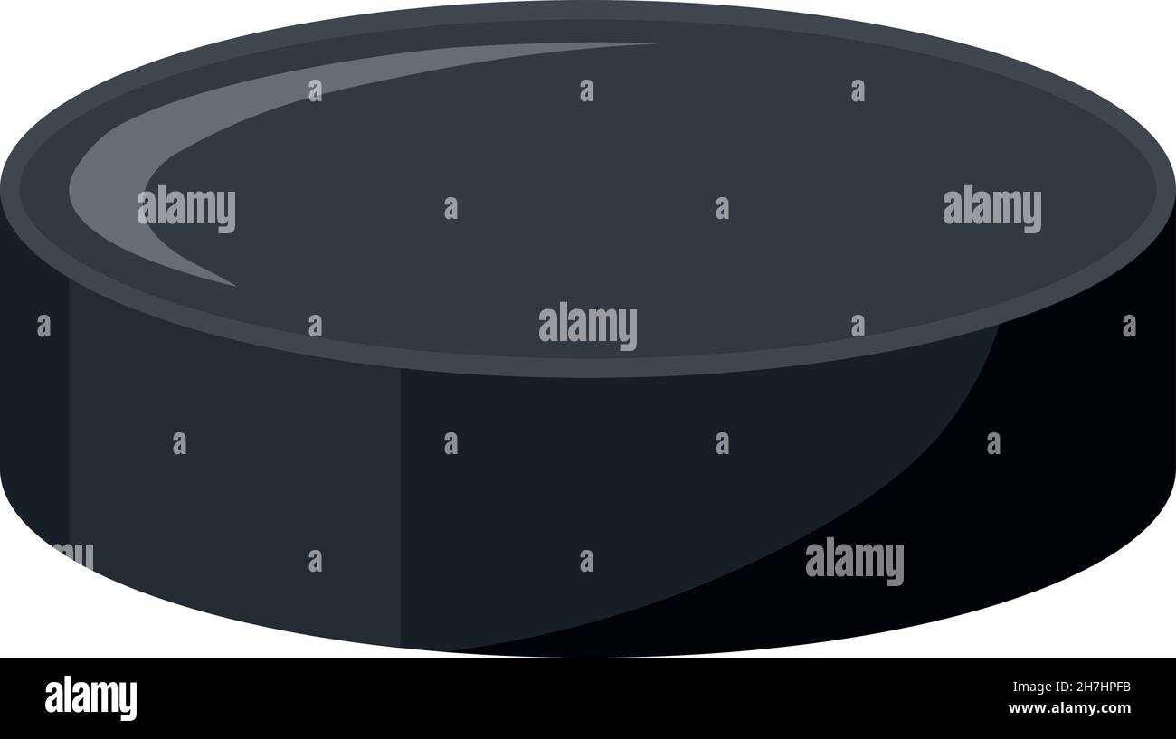 Hockey puck. Cartoon Sports black ball round, equipment for games, flat ...