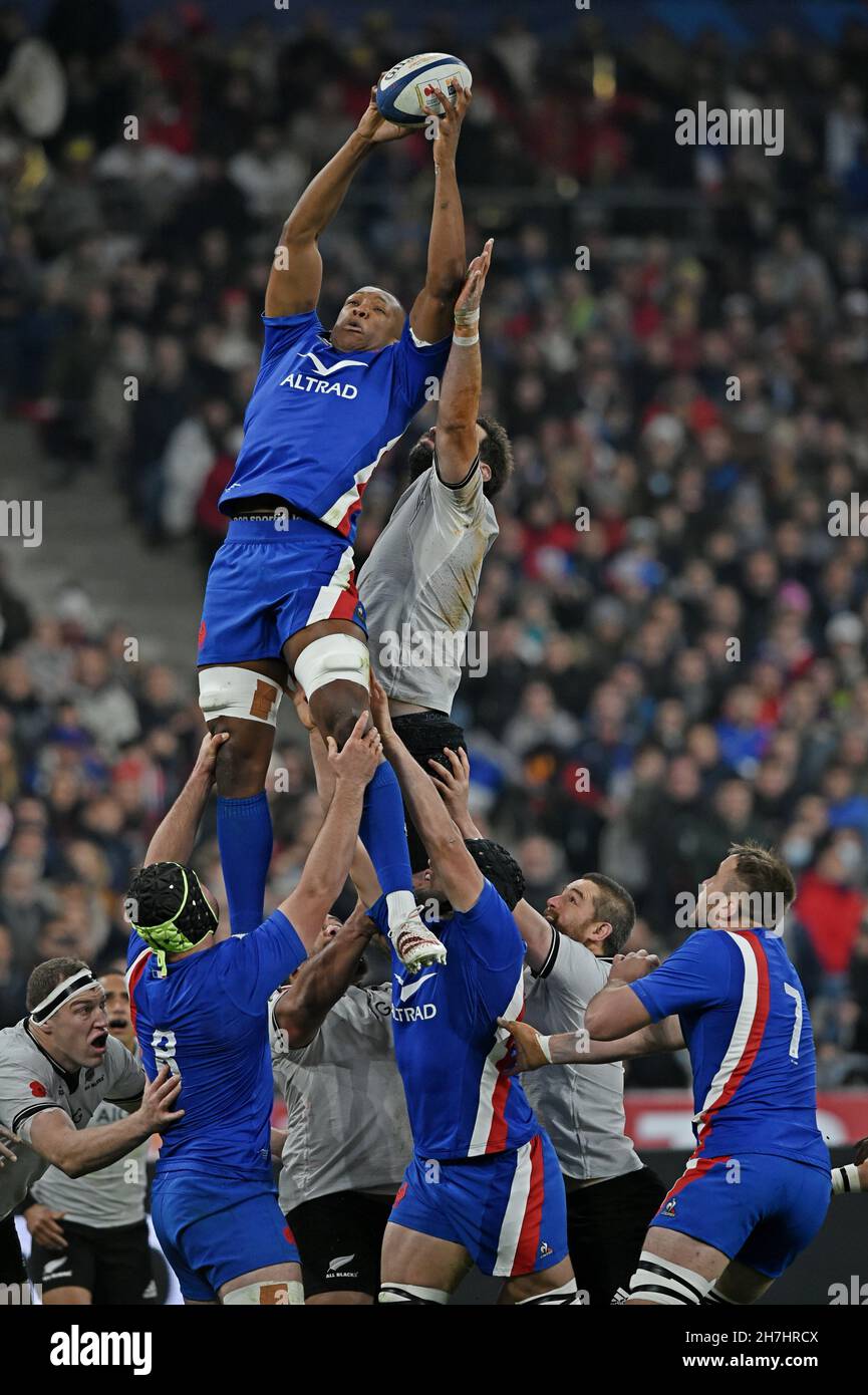 France National Rugby back row Cameron Woki (#4) in action during a ...