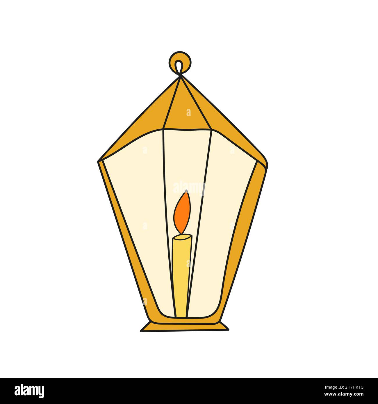 Simple cartoon icon. Vector holiday festive lantern with candle. Vector ...