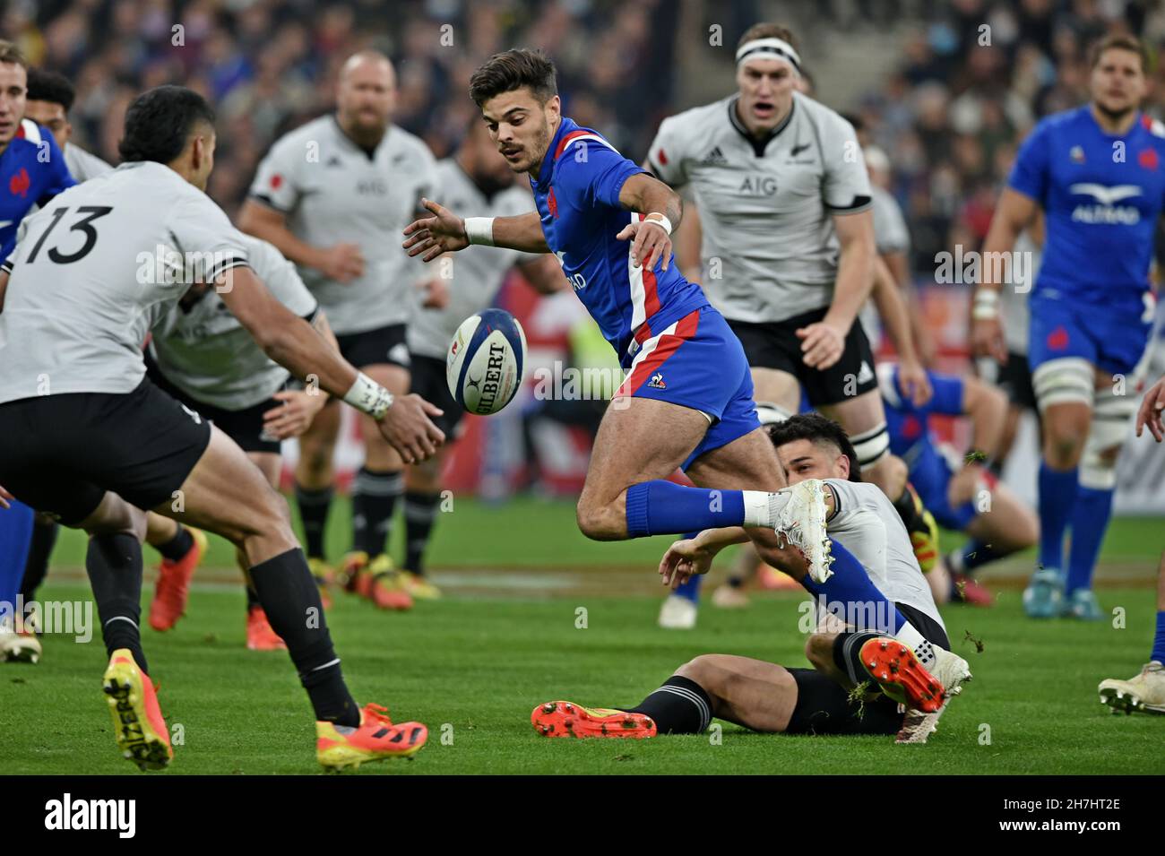 France National Rugby fly-half Romain Ntamack (#10) in action during a ...