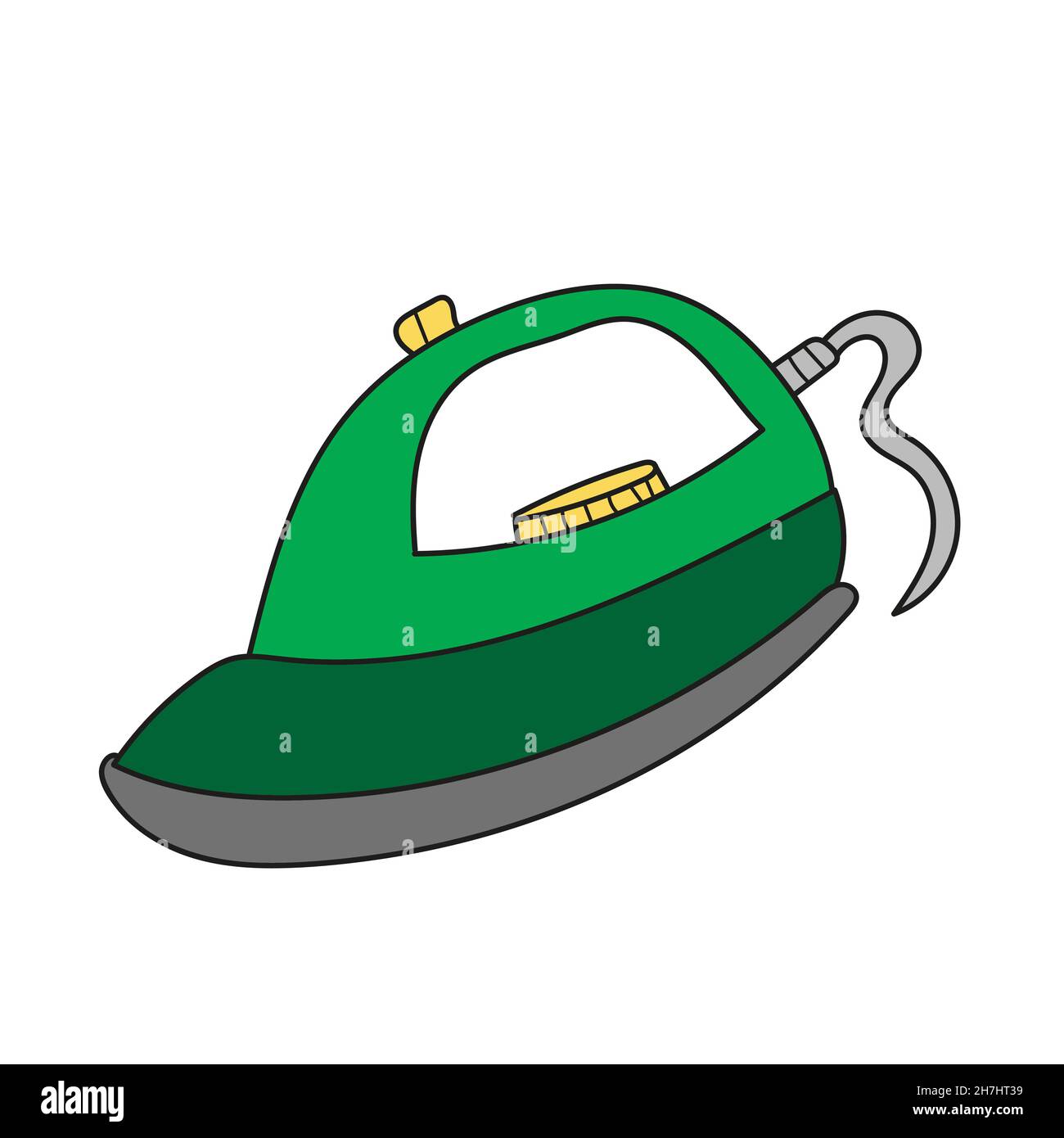 Simple cartoon icon. Green Iron. Vector hand drawn illustration on ...