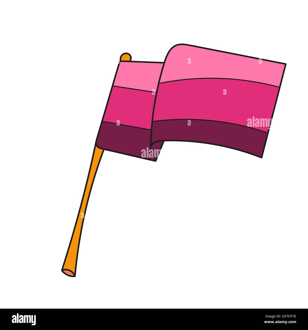 Simple cartoon icon. Pink Flag icon isolated on white background ...