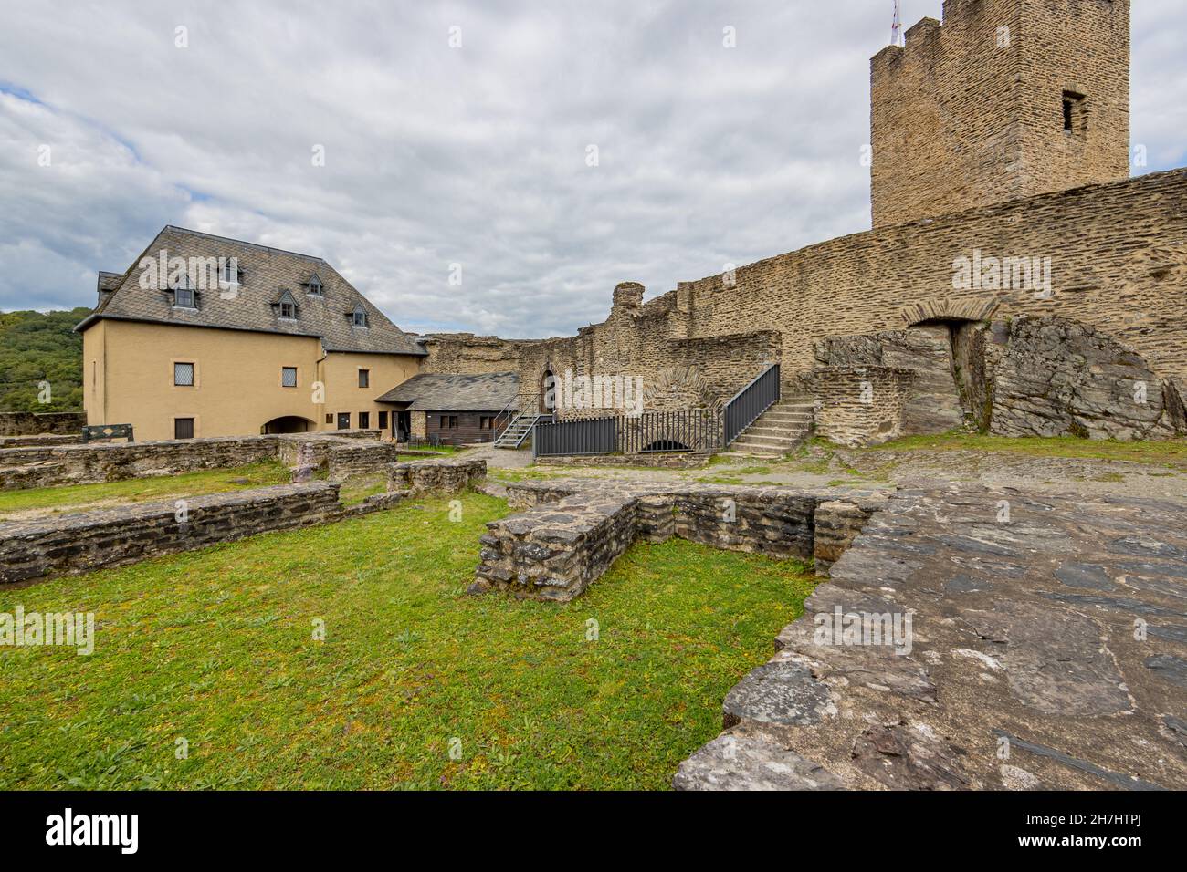 Medieval castle of Bourscheid, predominantly open air ruin with ...