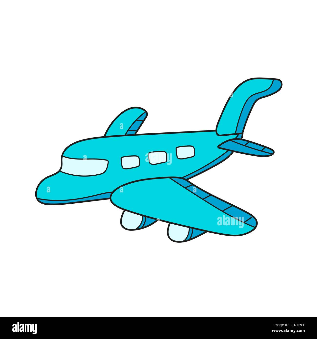Simple cartoon icon. Plane isolated on white. Vector hand drawn ...