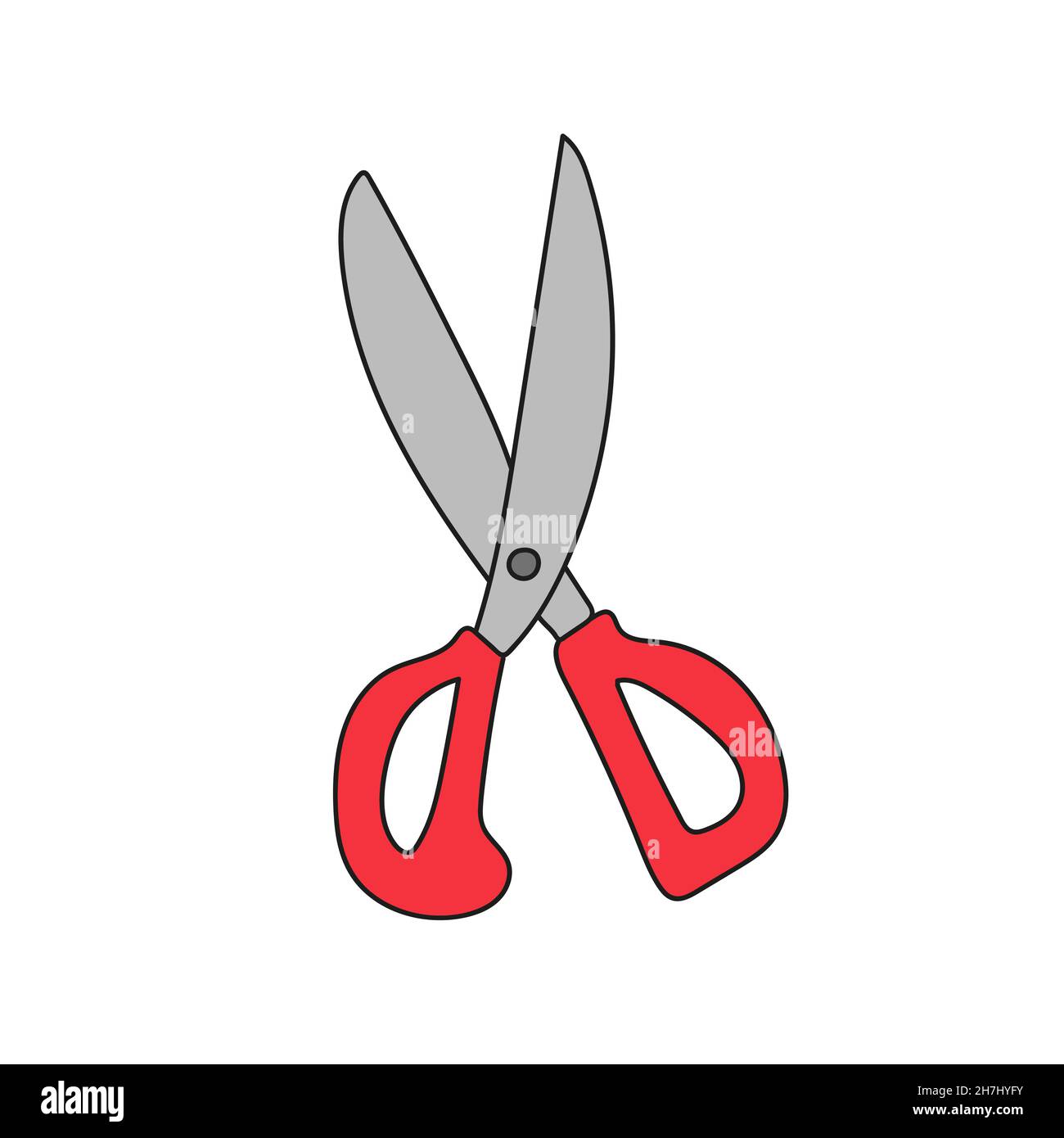 Simple cartoon icon. Scissors on a white background. Vector hand drawn ...