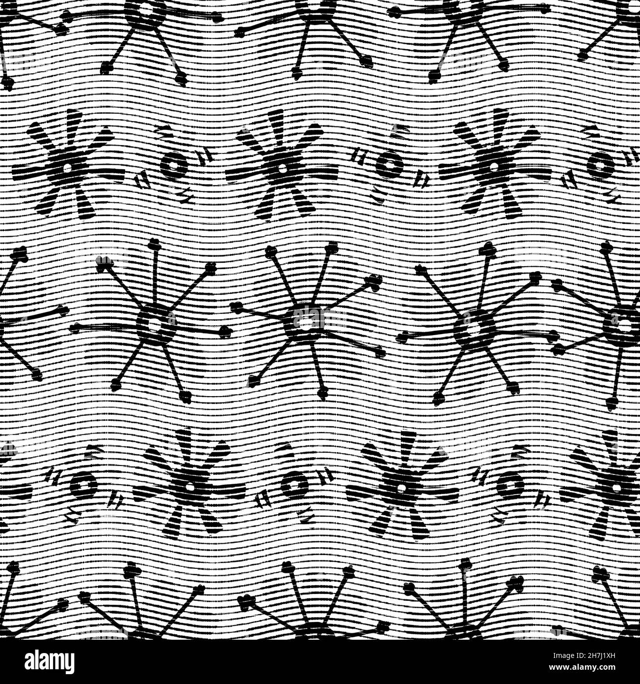 Seamless floral black white woven herringbone style texture. Two tone ...