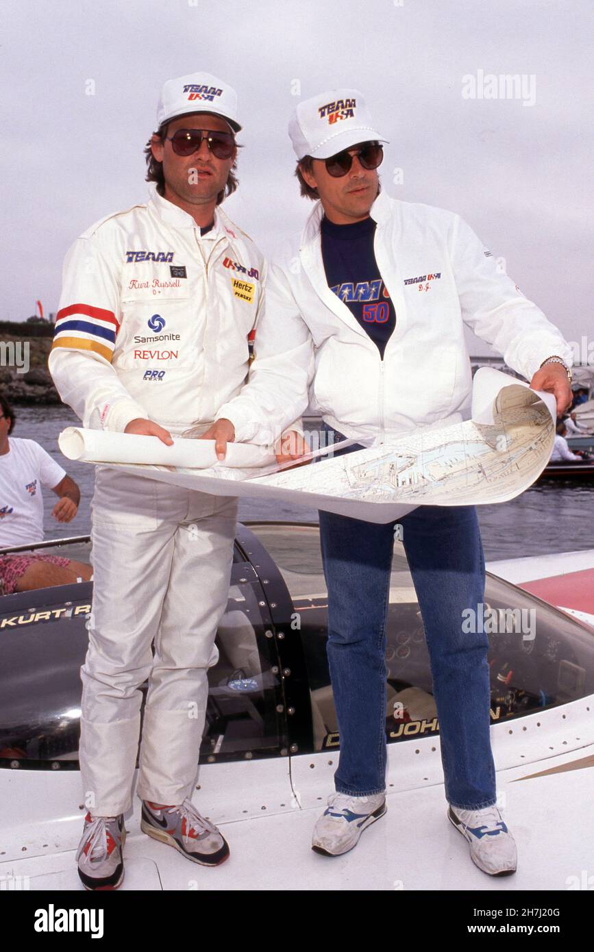 Kurt Russell and Don Johnson at the 1990 Long Beach OPT Race in Long ...