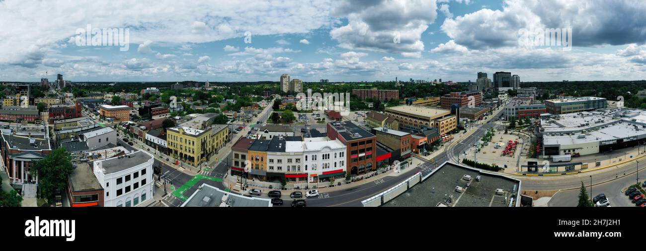 An aerial panorama view of Waterloo, Ontario, Canada downtown Stock ...