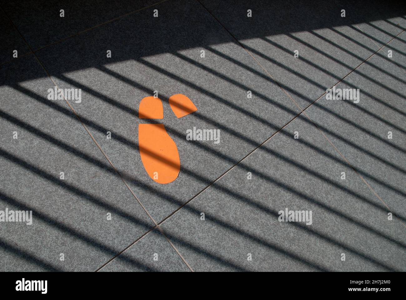 Painted Orange steps to indicate safe covid distance, Dubrovnik ...