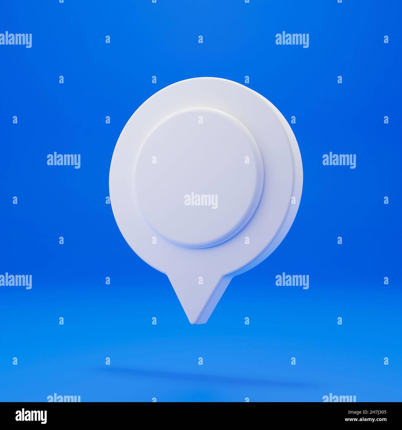 White map pointer pin Symbol in 3D rendering isolated on blue ...