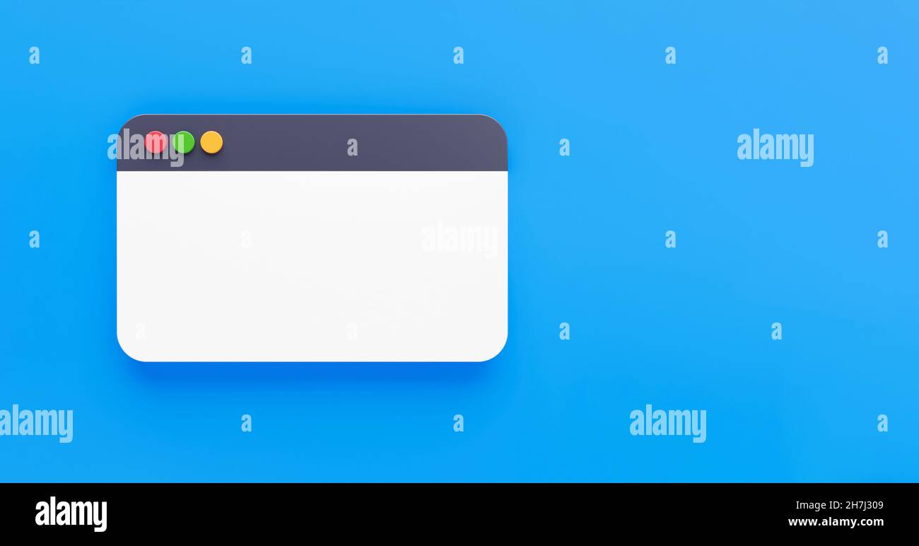 Blank Simple Browser Window Symbol In 3d Rendering Isolated On Blue