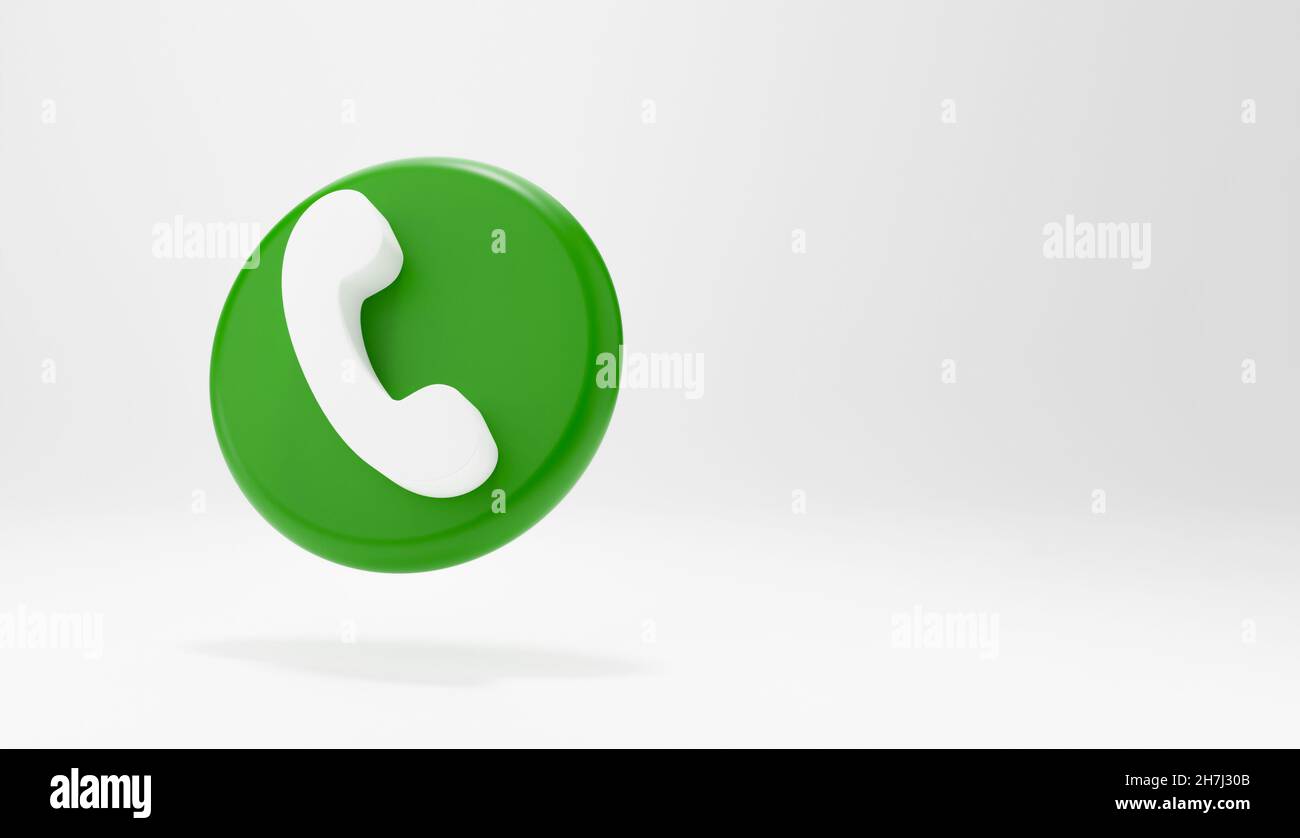 Green Minimal phone call Symbol in 3D rendering isolated on white ...