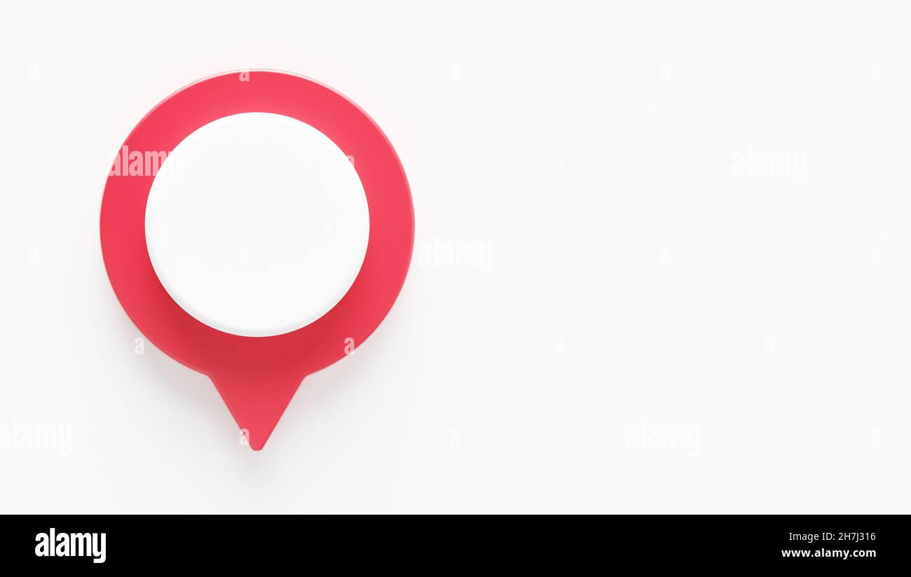 Red map pointer pin Symbol in 3D rendering isolated on white background ...