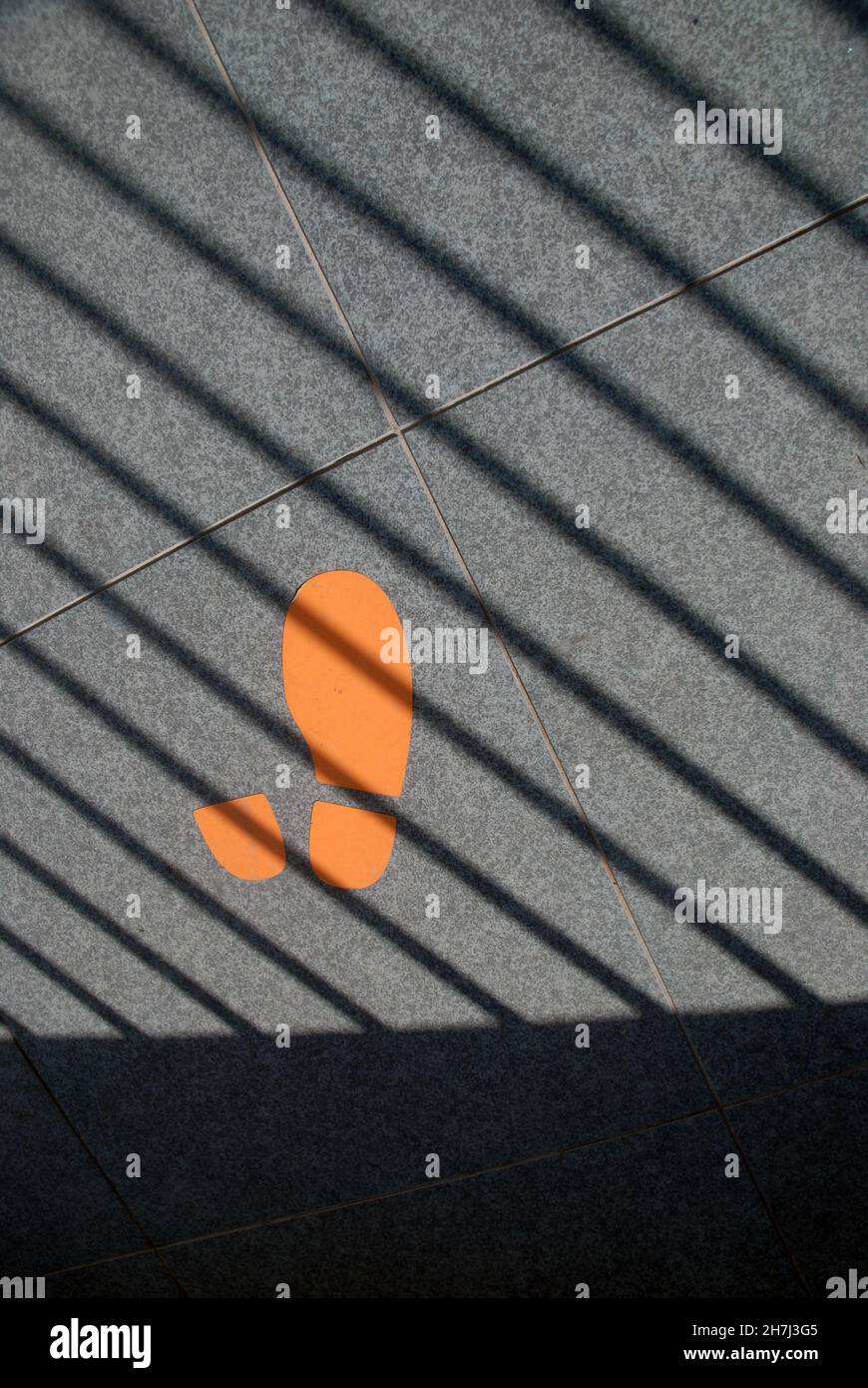 Painted Orange steps to indicate safe covid distance, Dubrovnik ...