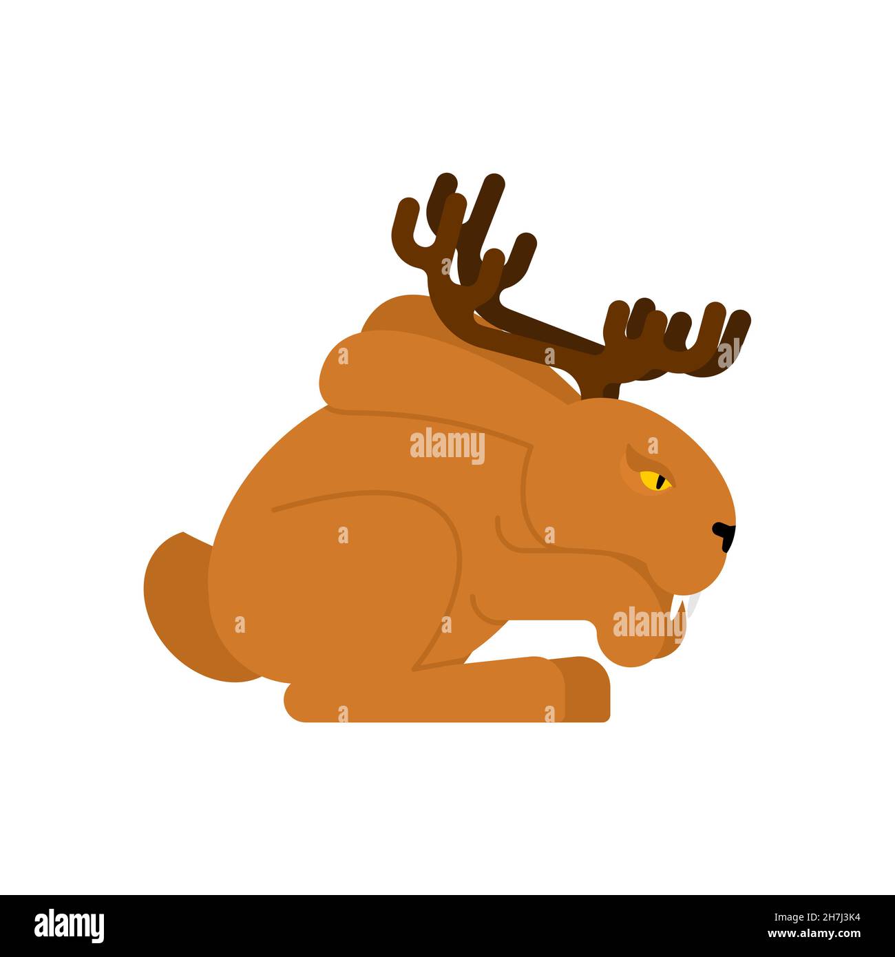 Jackalope isolated. Hare with antlers mythical animal. vector ...