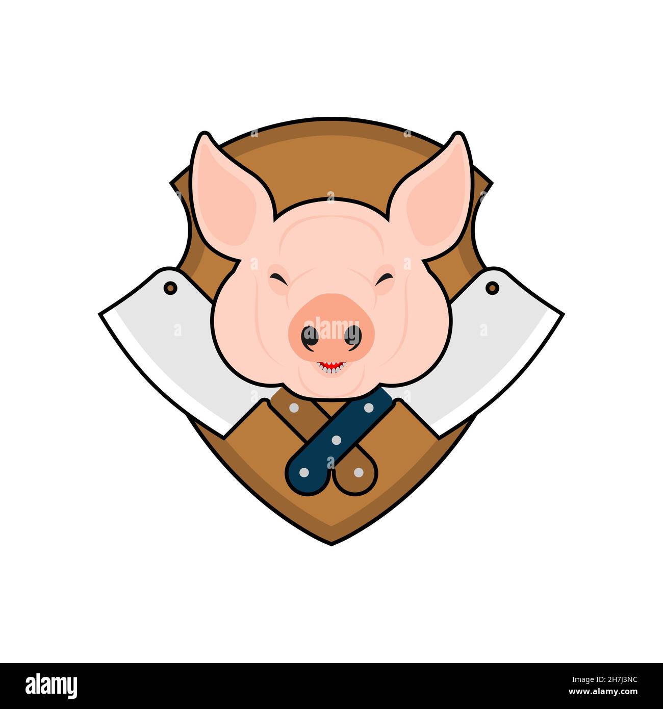 Butcher logo. Pig head and knife. Meatman sign. Ham and knives Stock ...