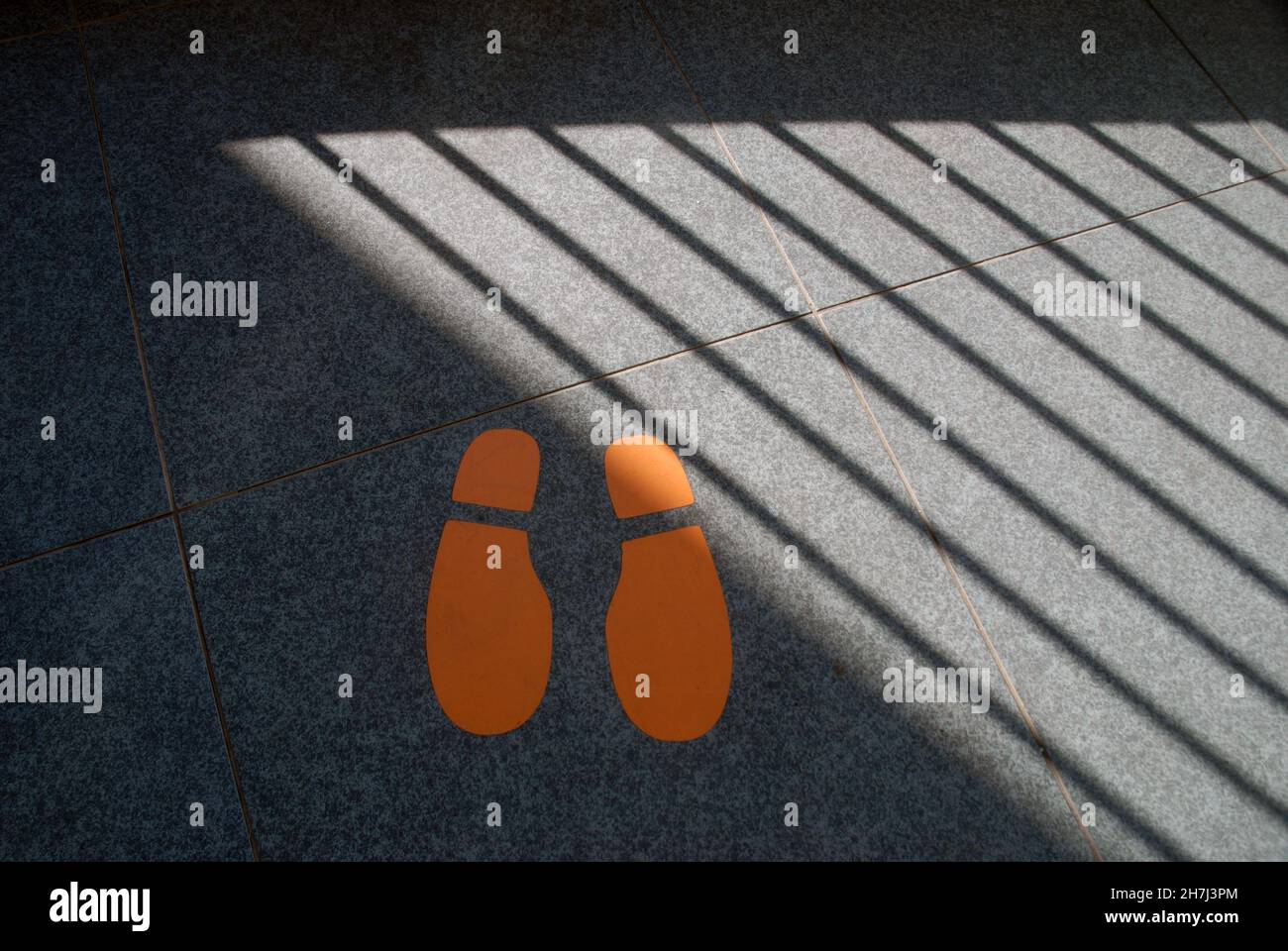 Painted Orange steps to indicate safe covid distance, Dubrovnik ...