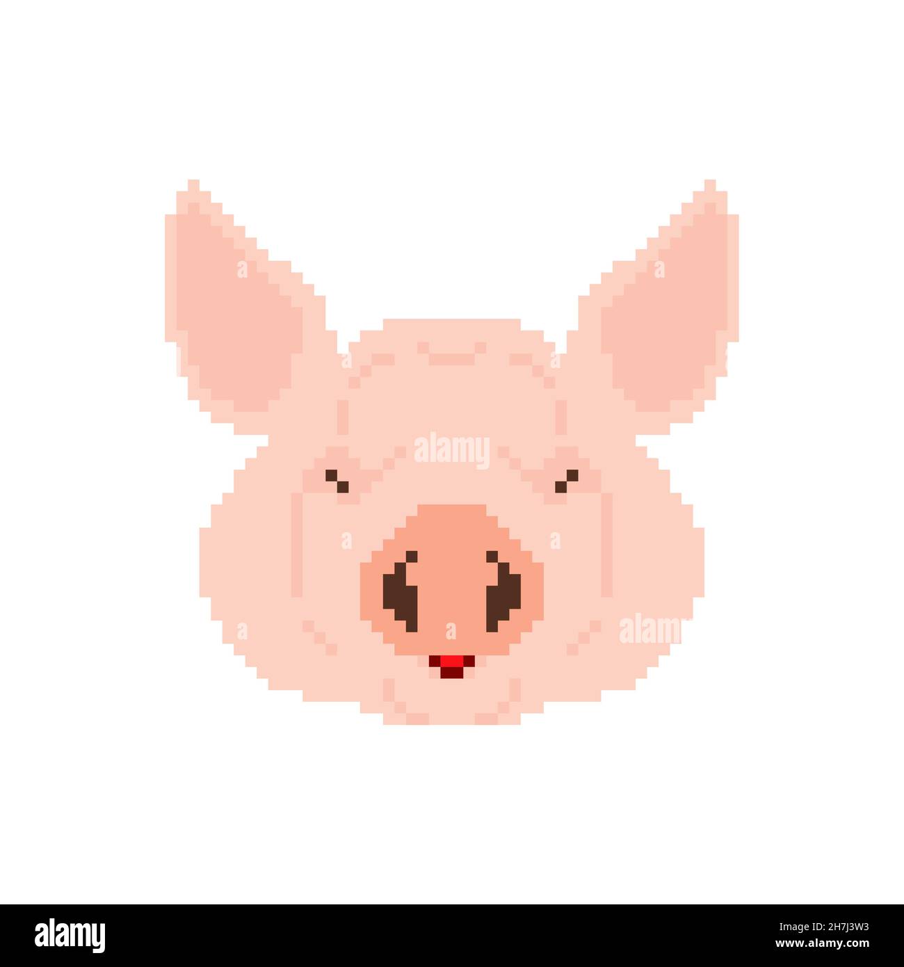 Pig head pixel art. pixelated piggy. 8bit illustration Stock Vector ...