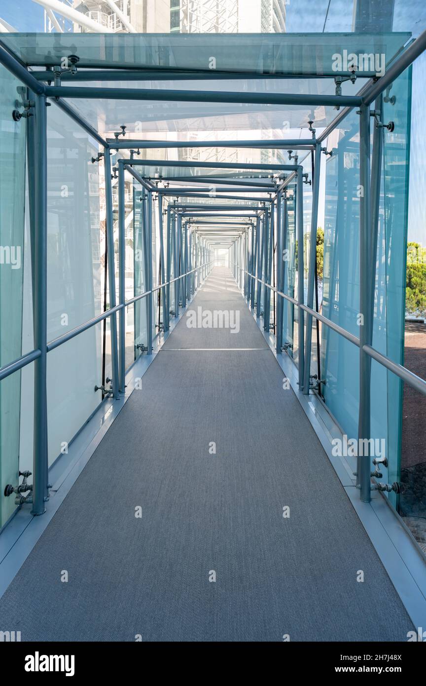 Vertical of a beautiful modern glass hallway of a building Stock Photo ...