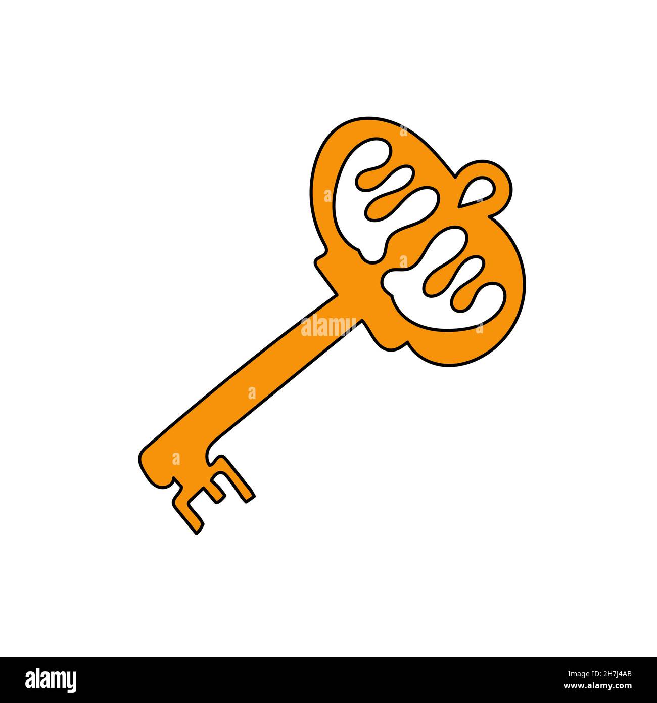 Simple cartoon icon. Vintage key vector illustration isolated on white ...
