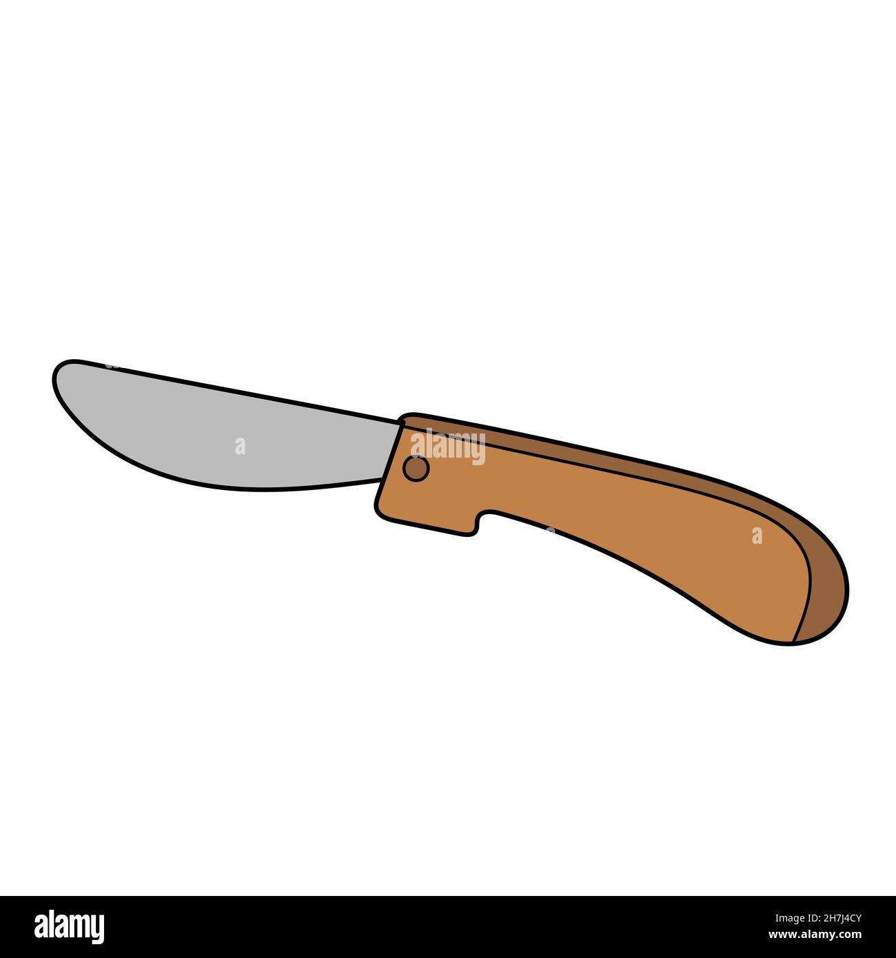 Simple cartoon icon. Wooden handle knife - cartoon vector and ...
