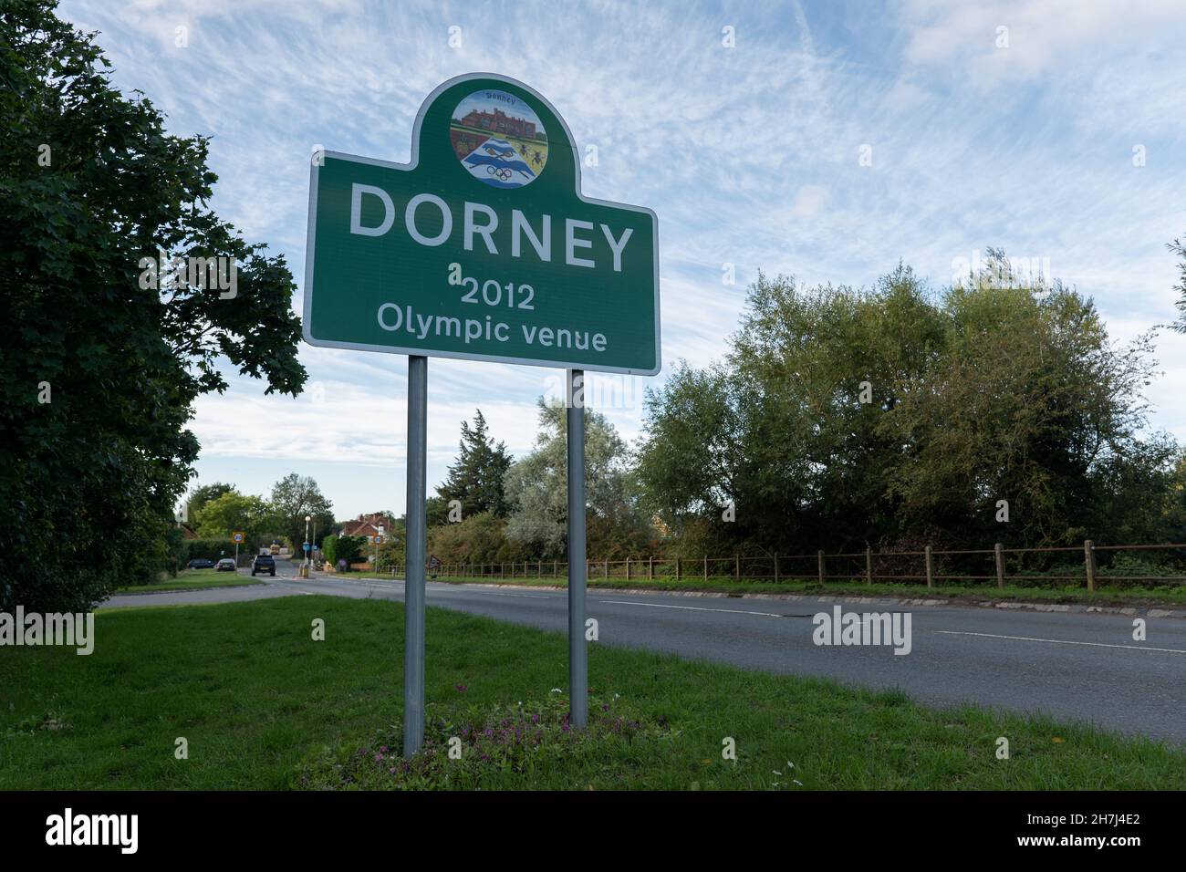 A sign post for Dorney, the 2012 Olympic venue for rowing and canoeing ...