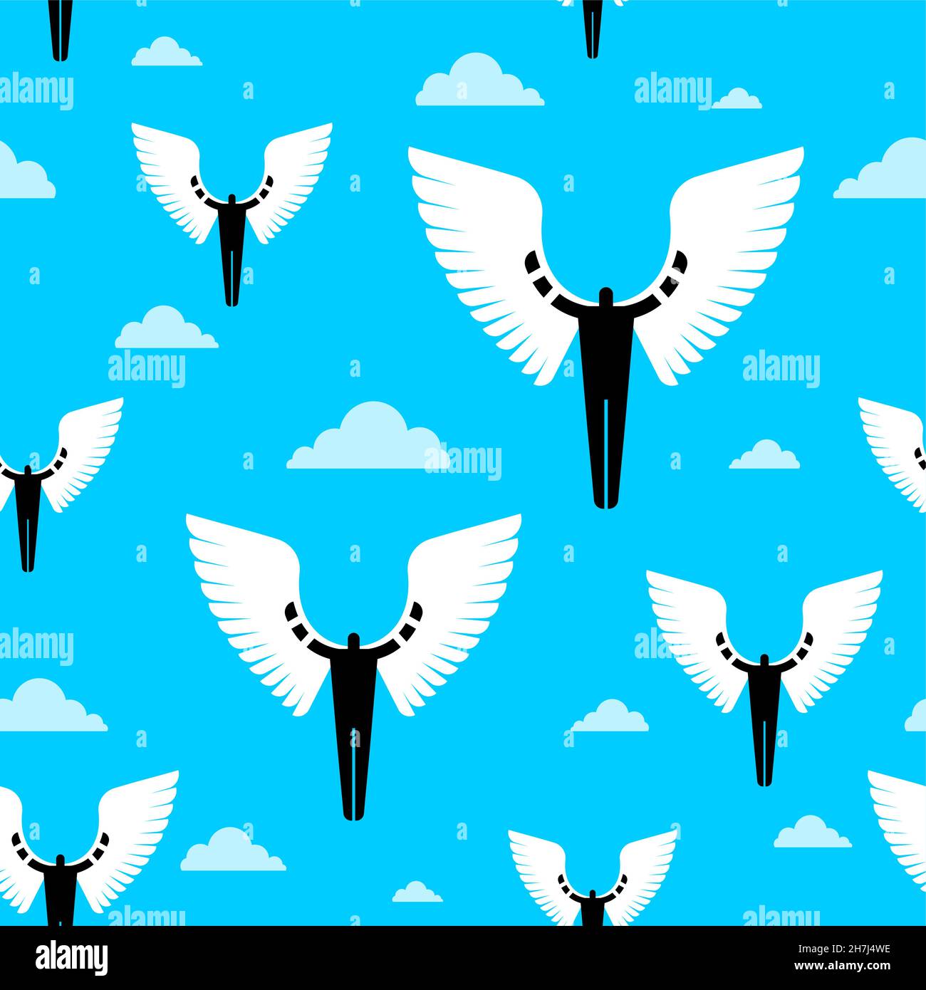 Icarus pattern seamless. Man with wings background. Angel texture Stock ...