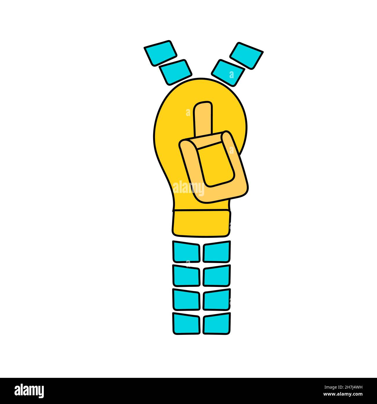 Simple cartoon icon. Vector cartoon zipper. Vector hand drawn ...