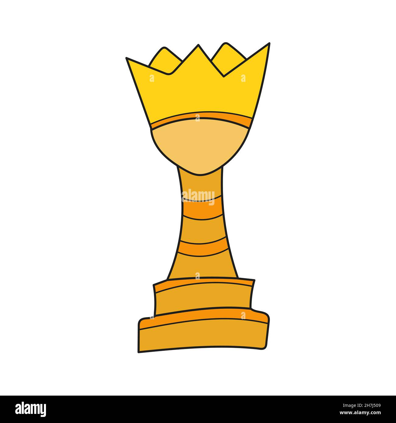 Simple cartoon icon. Yellow Chess coloring book. Hand drawn Vector ...
