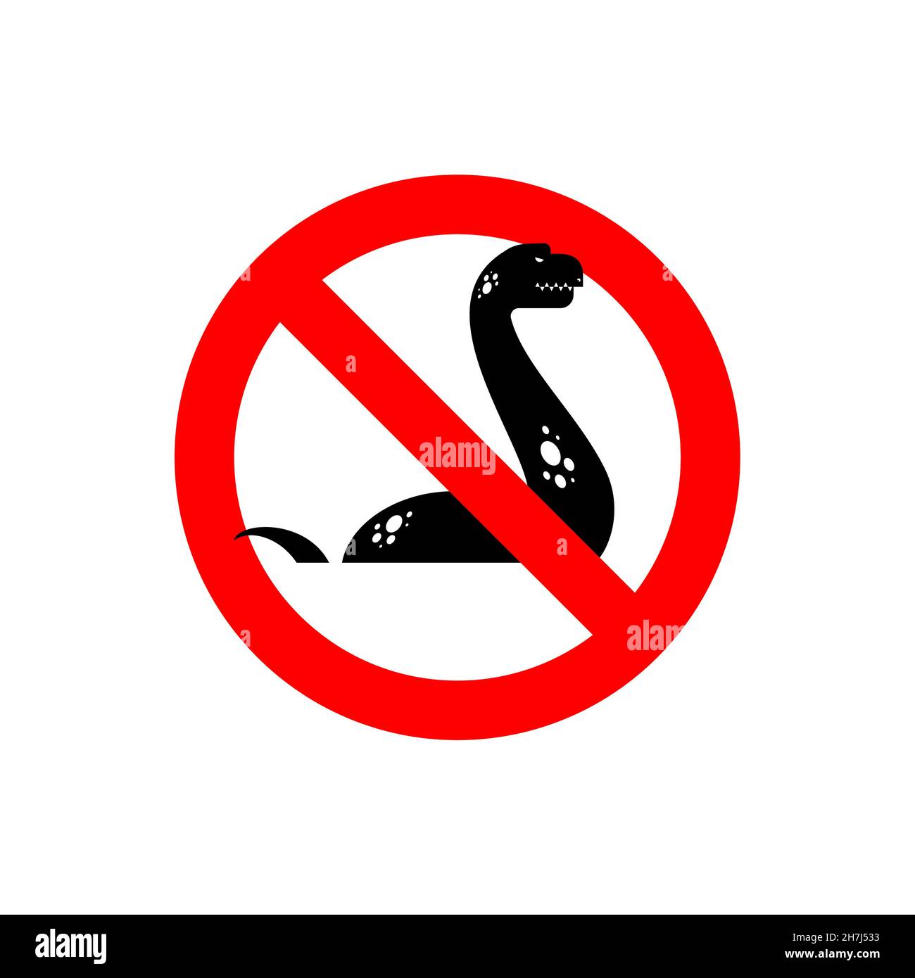 Stop Loch Ness monster. Ban Nessie. Red prohibition road sign Stock ...