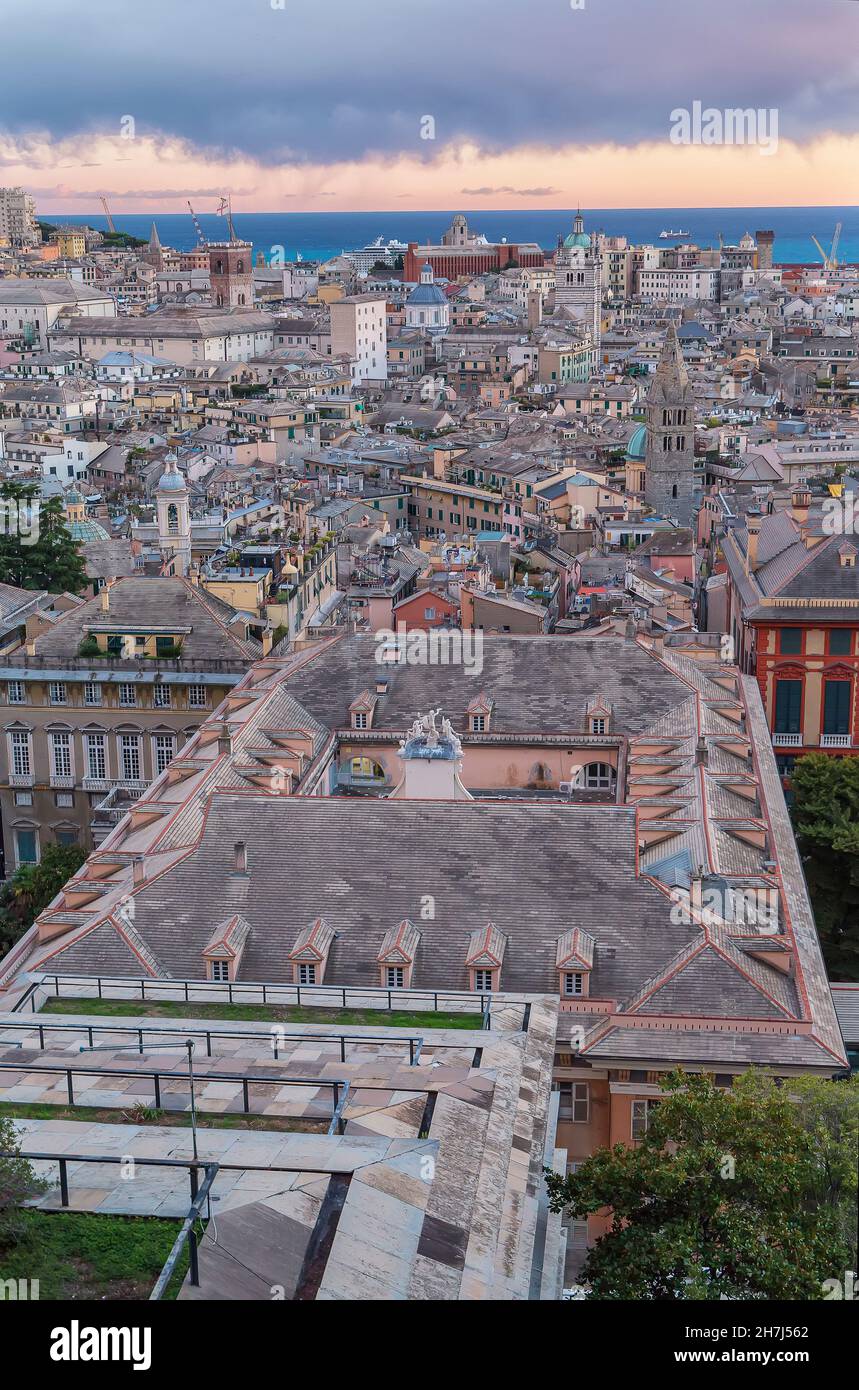 Cityscape, top view, Genoa, Liguria, Italy Stock Photo - Alamy