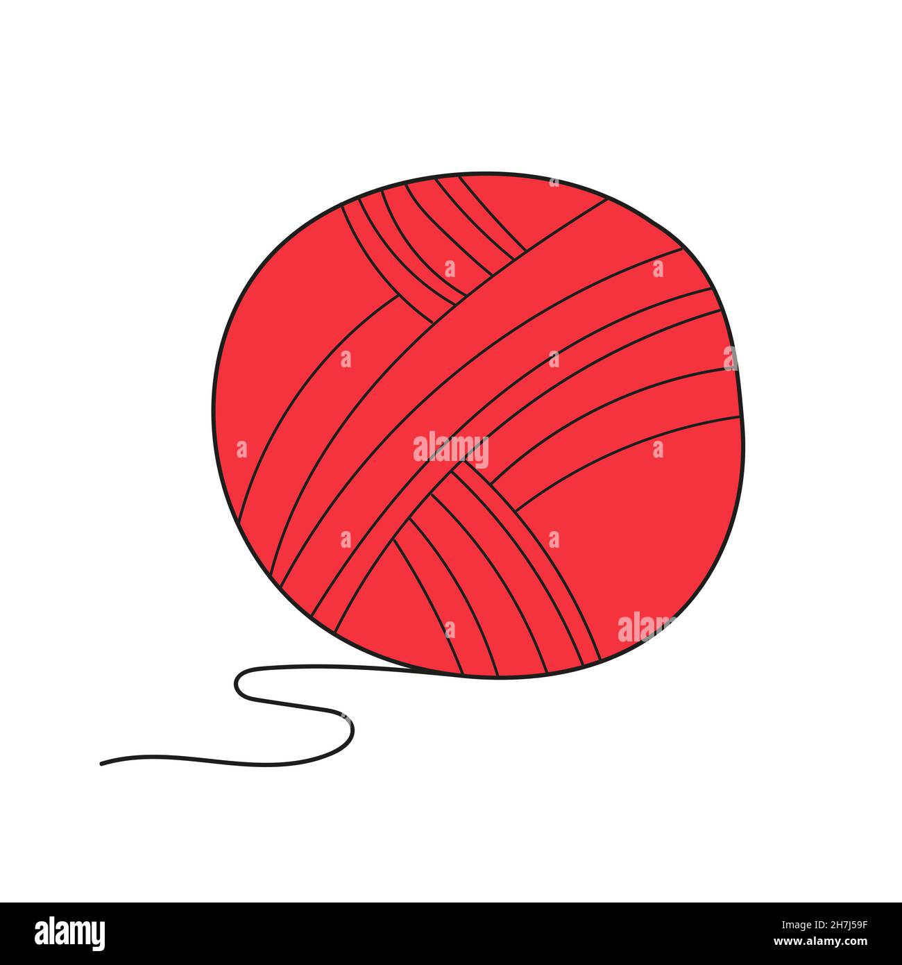 Simple cartoon icon. Vector illustration of red knitting ball yarn in ...