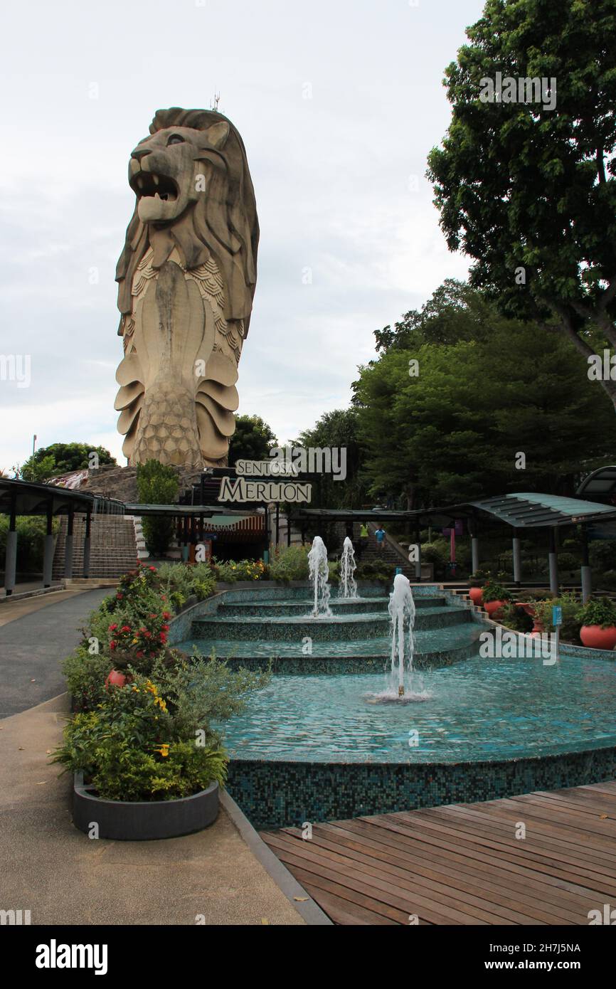 statue of the merlion at sentosa island in singapore Stock Photo - Alamy